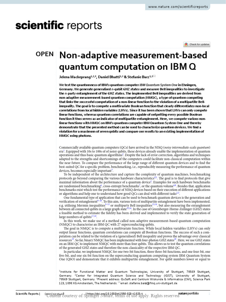 Non Adaptive Measurement Based Quantum Computation Pdf Quantum 4721