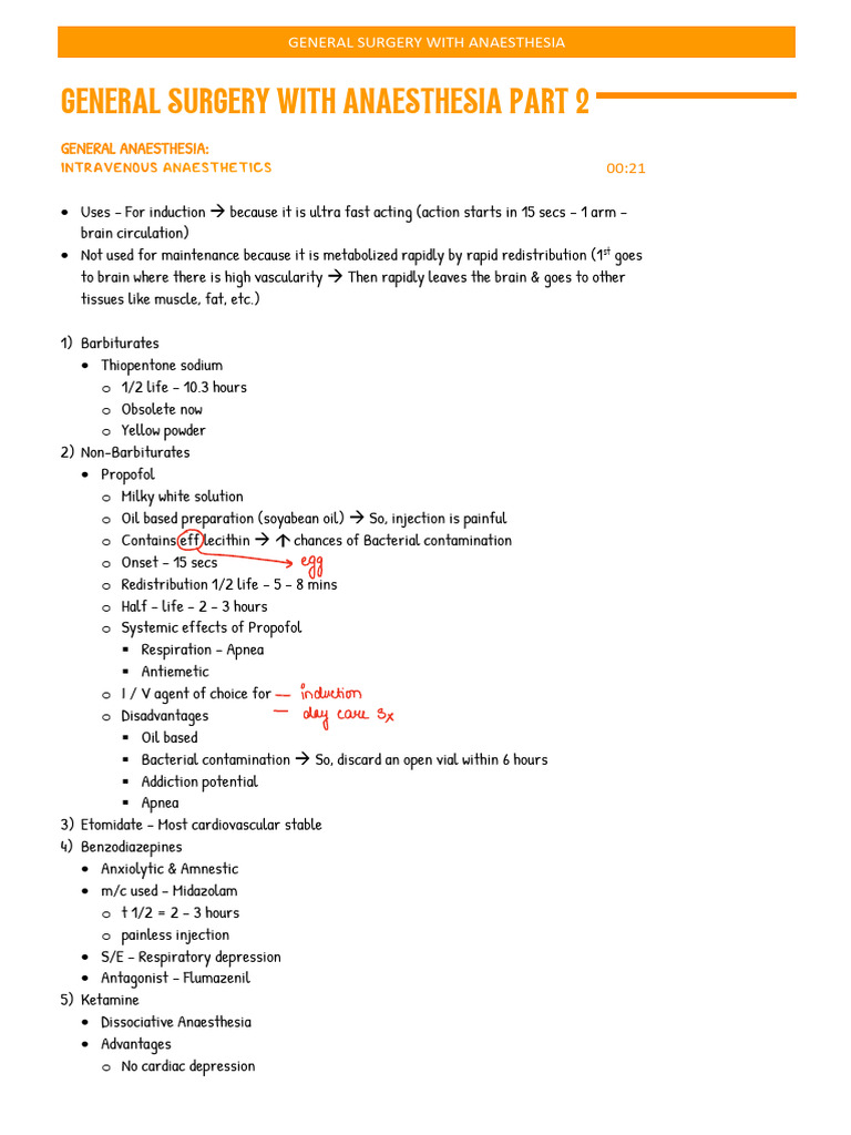 General Surgery With Anaesthesia Part 2 | PDF | Nitrous Oxide | Anesthesia