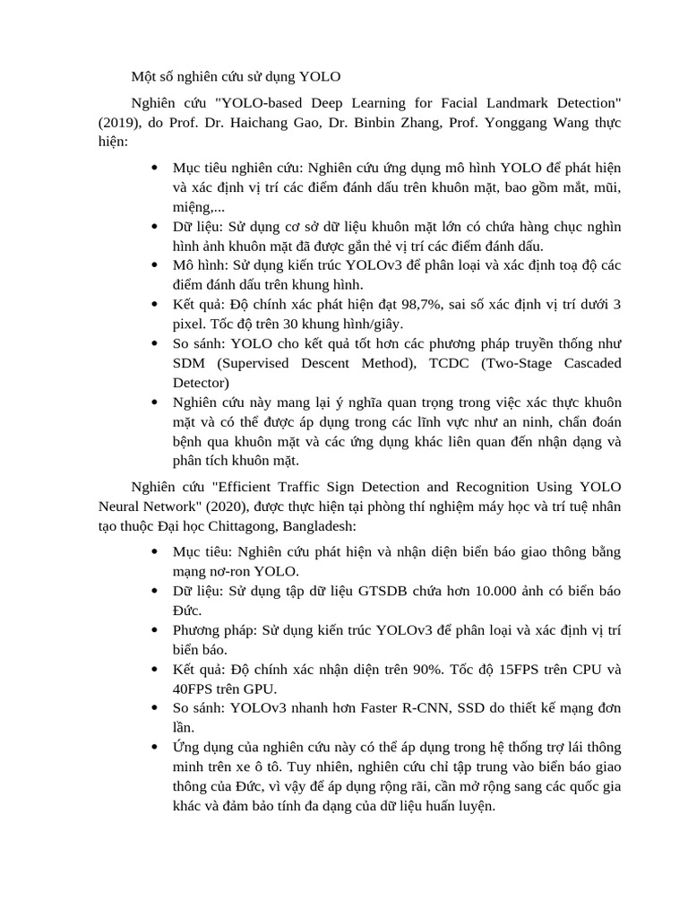 Một số nghiên cứu sử dụng YOLO | PDF