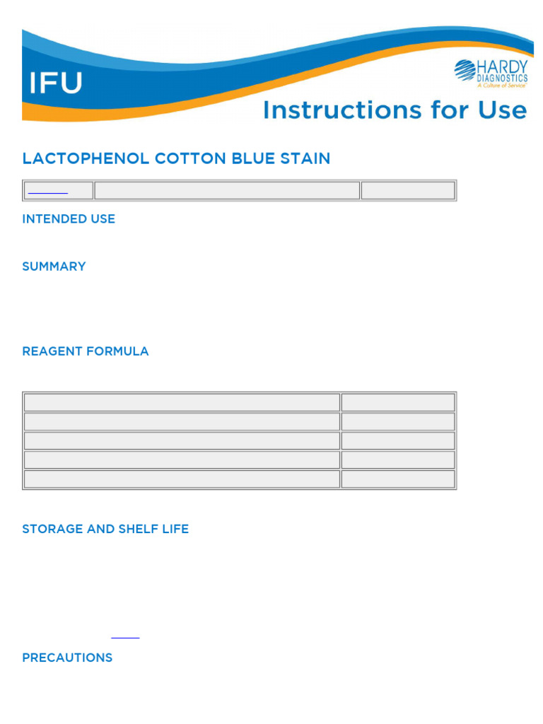 Lacto Phenol Cotton BLST N | PDF | Infection | Staining