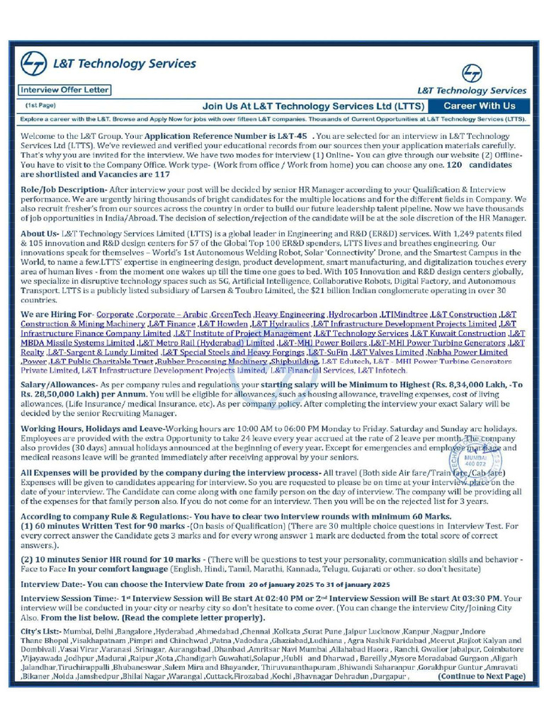 LTTS INFORMATION LETTER | PDF