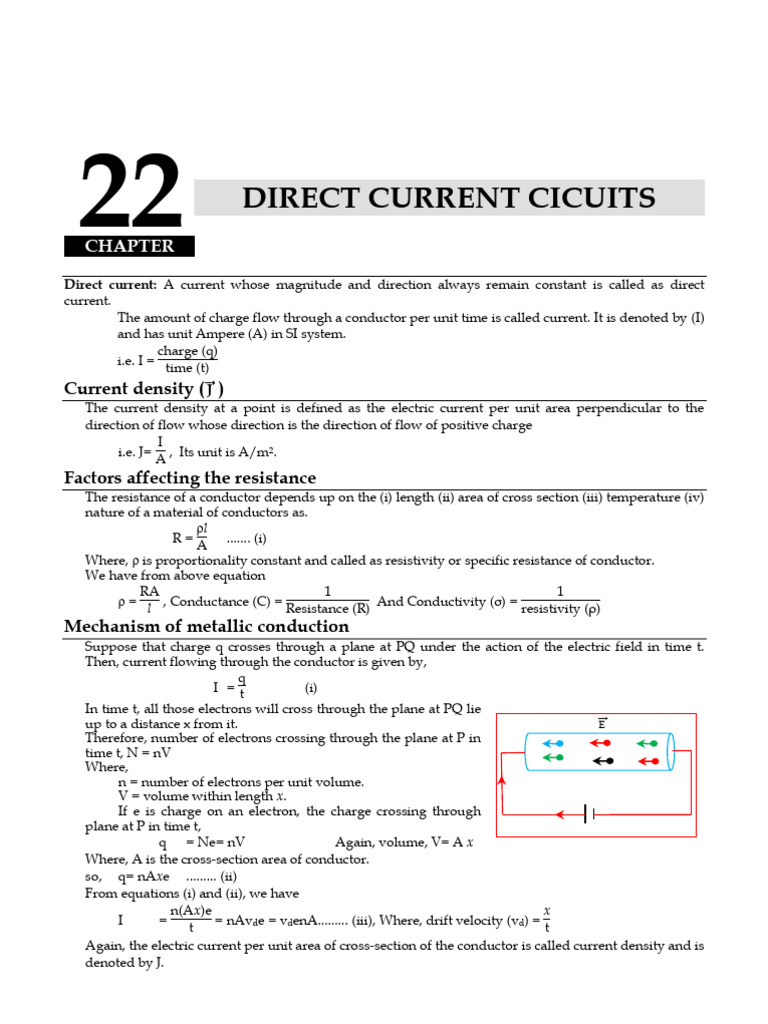 Direct Current Circuits Overview | PDF | Electrical Resistivity And ...