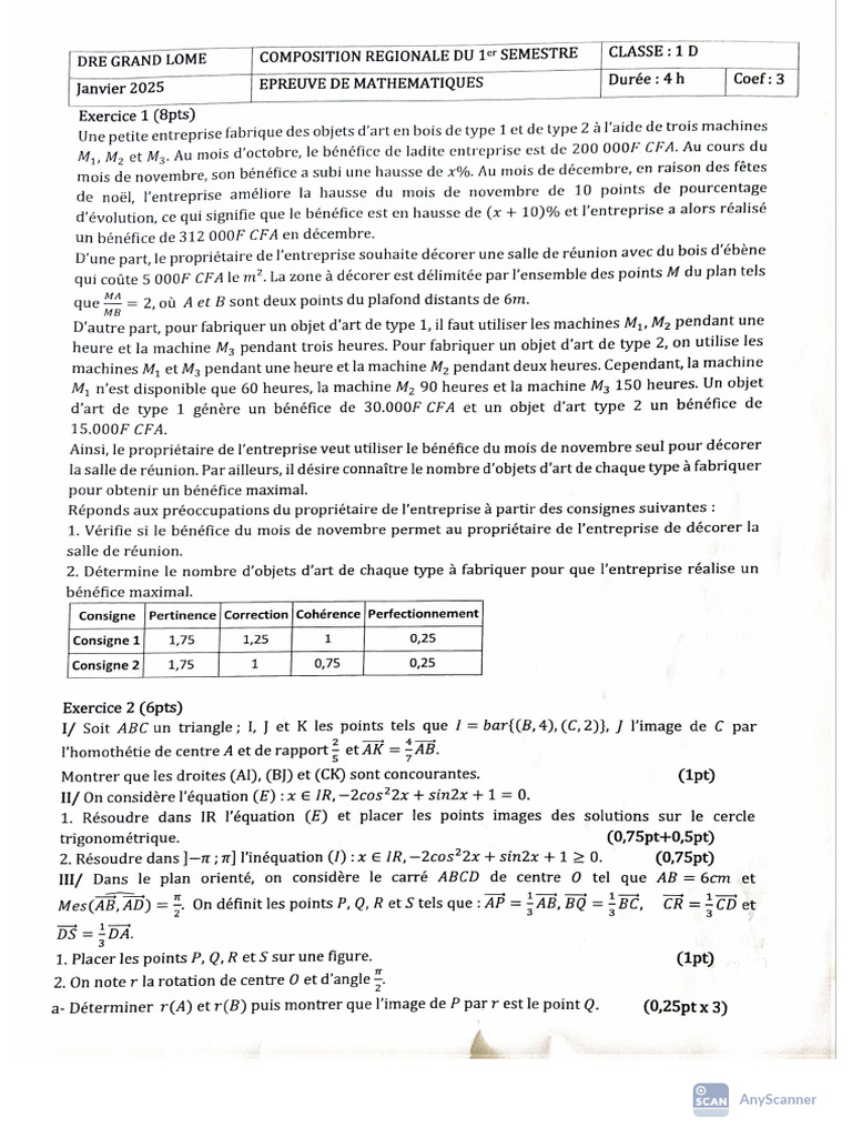 Math 1D Comp1sem Reg 24-25 | PDF