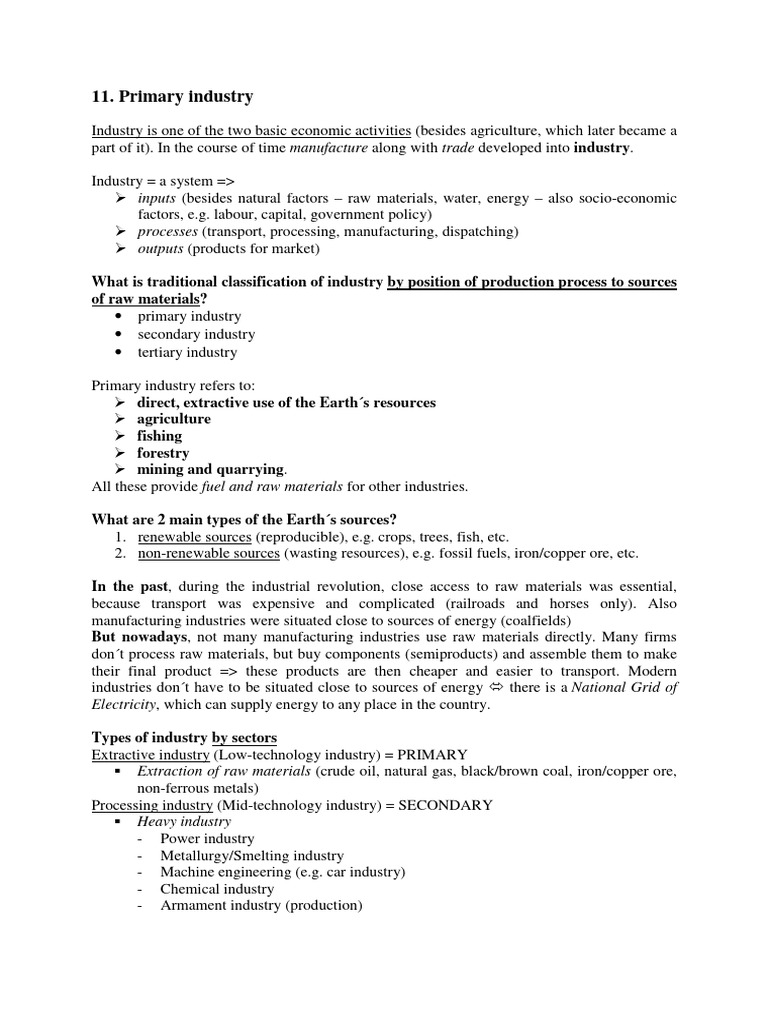Primary industry | PDF | Energy Development | Raw Material