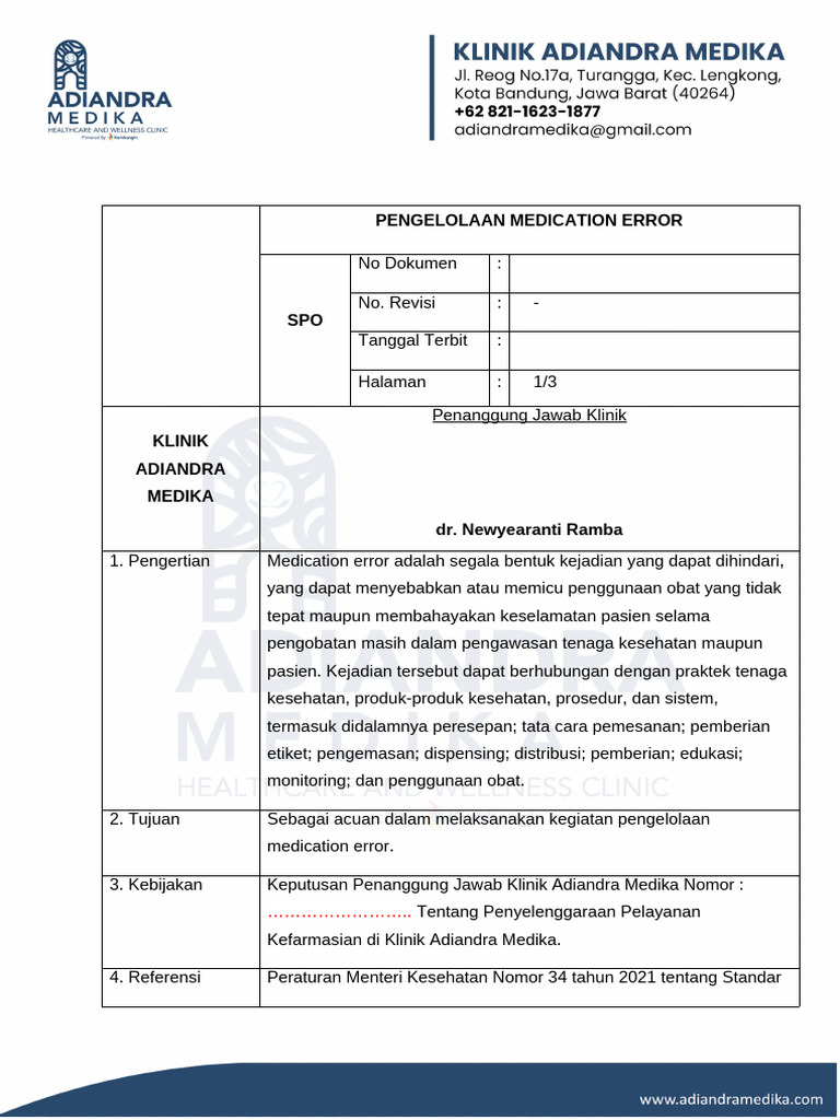 SOP MEDICATION ERROR | PDF