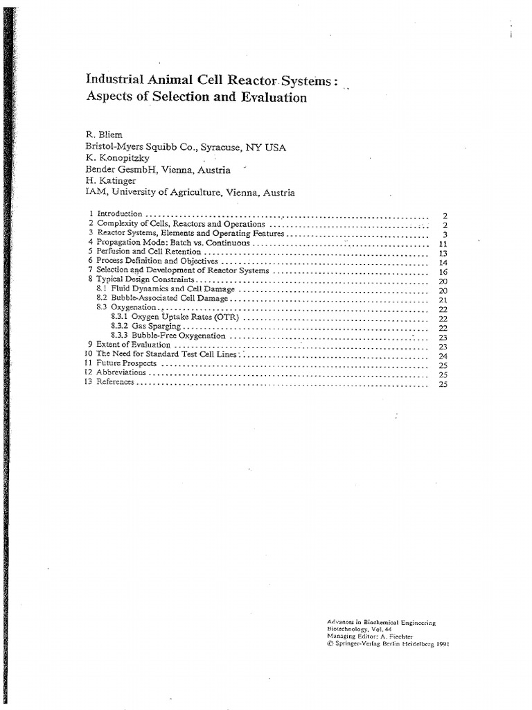Industrial Animal Cell Reactor Systems | PDF