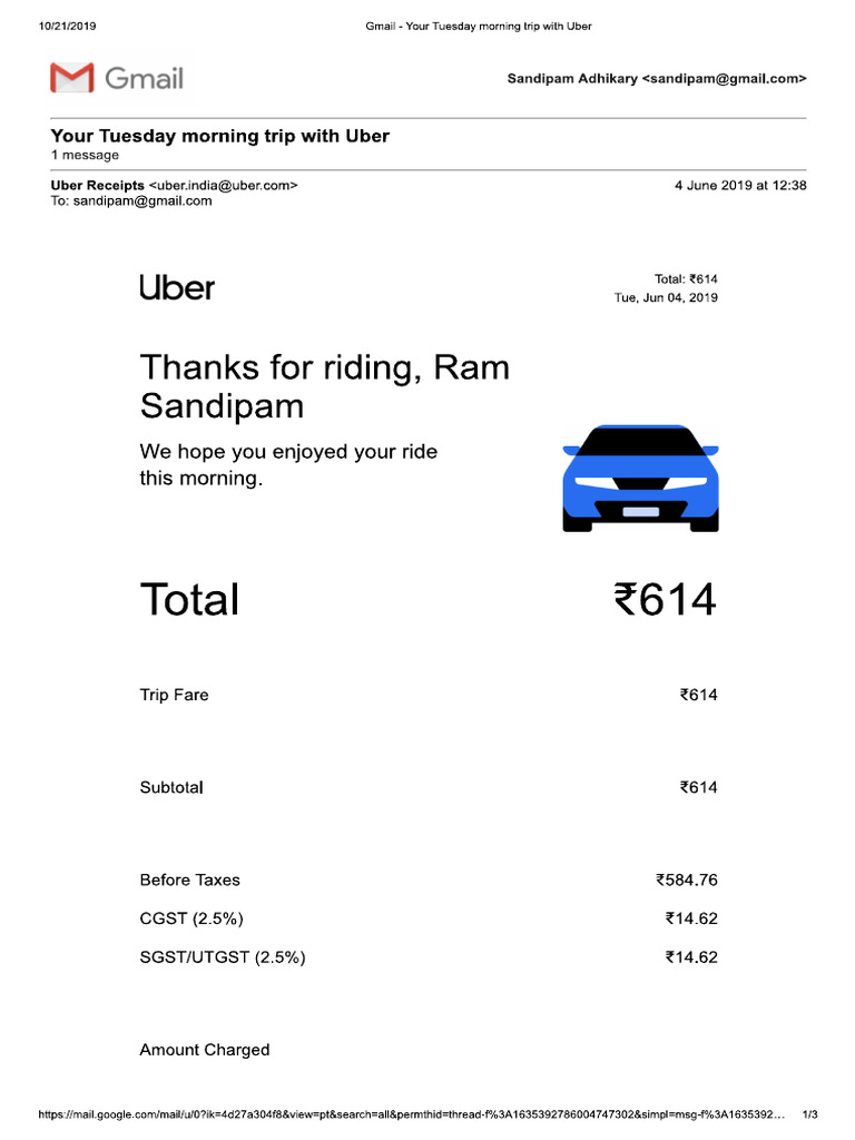 Uber receipt 6 | PDF