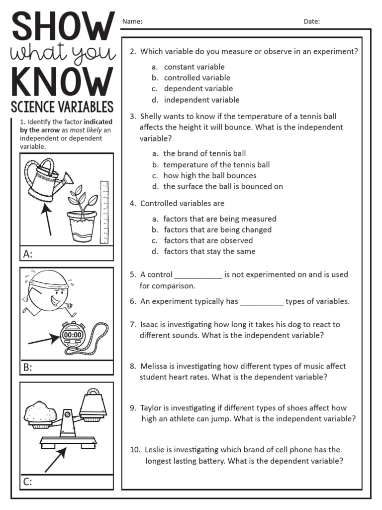 Science Variables Quiz | PDF