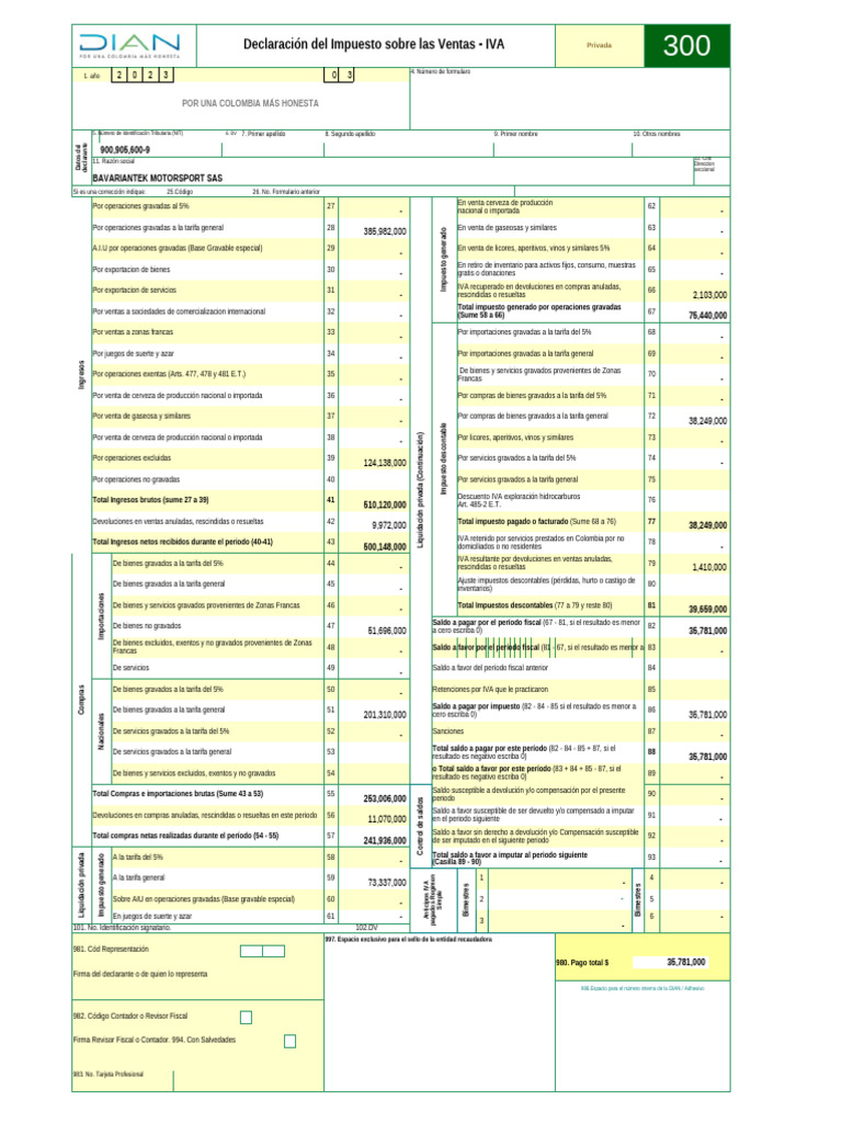 Declaración IVA 2023 para Empresas en Colombia | PDF | Dinero | Economias