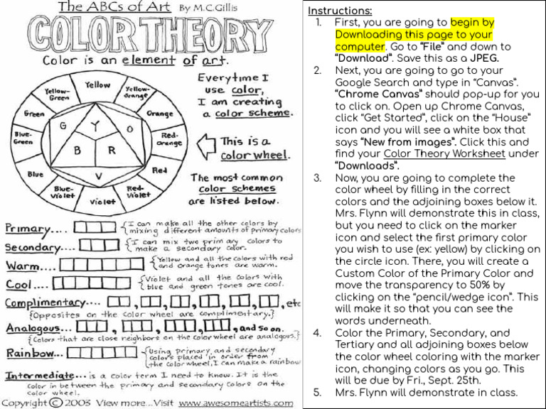 Color Theory Worksheet | PDF