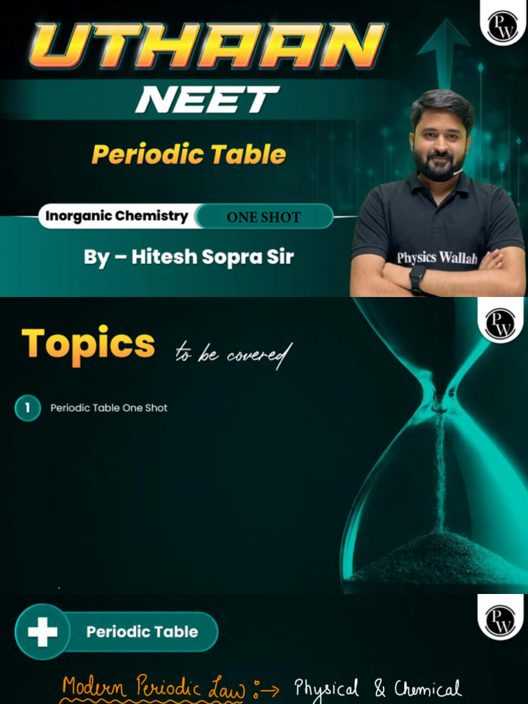 Periodic Table :class Notes - Uthaan NEET 2024 | PDF