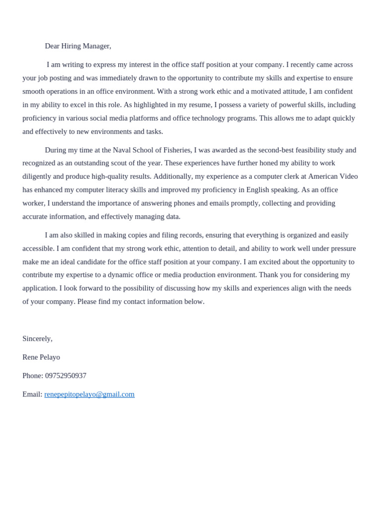 Dear Hiring Manager | PDF