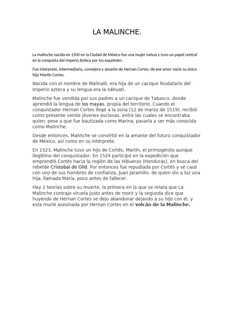 La Malinche: Interpretación y legado | PDF