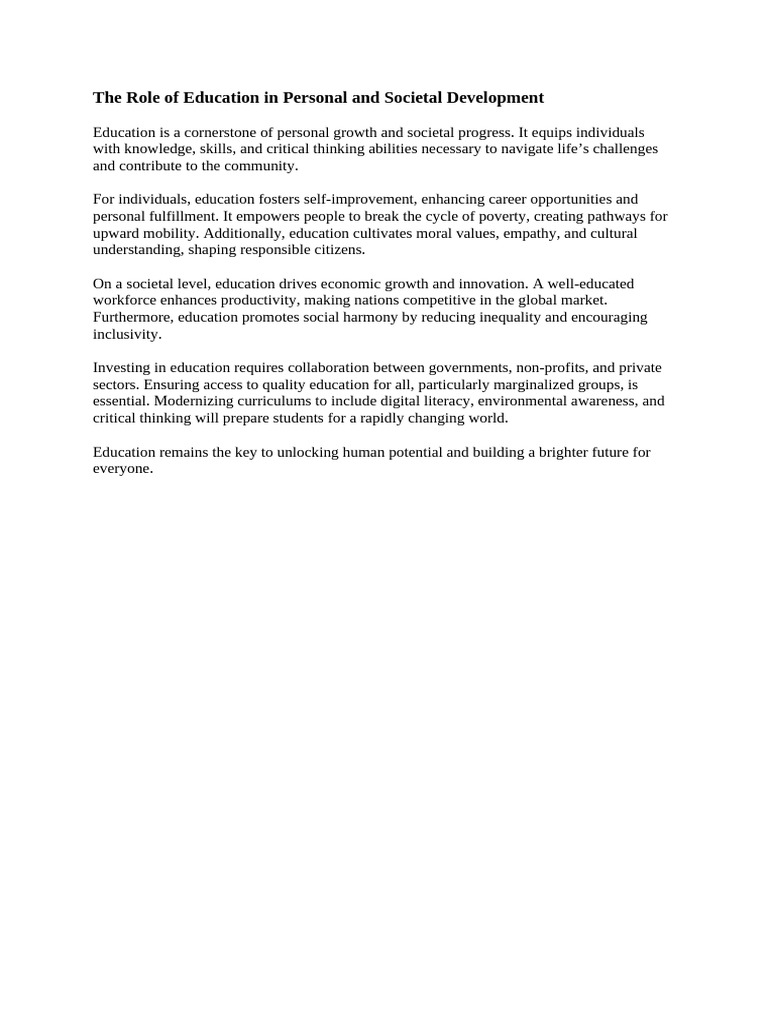Education's Impact on Growth and Society | PDF