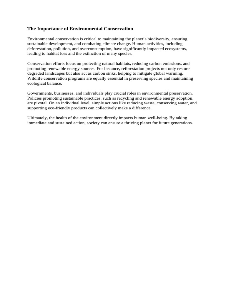 The Importance of Environmental Conservation | PDF