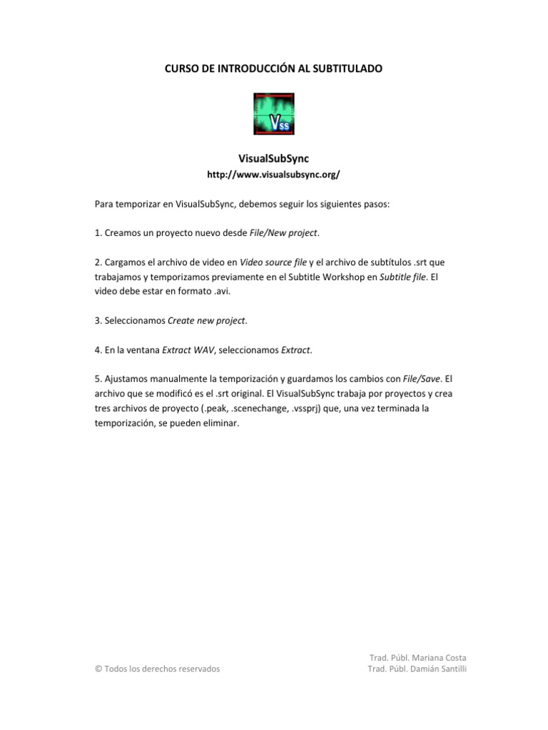 Guía VisualSubSync | PDF