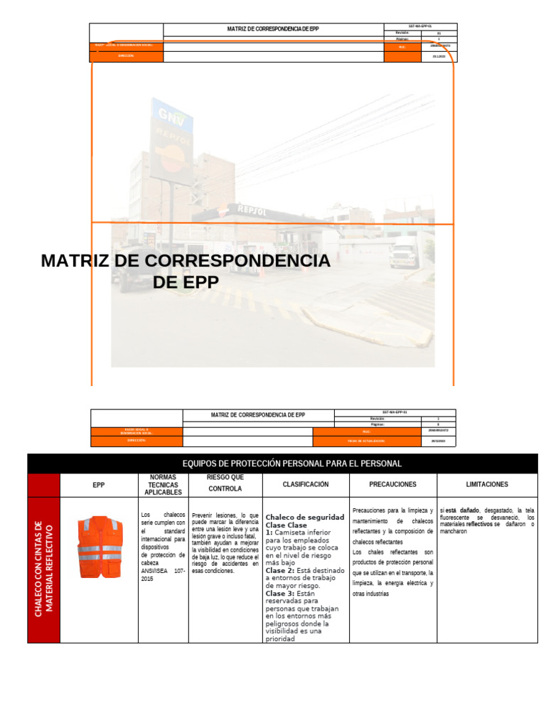 Matriz de Epp | PDF | Lentes | Guante