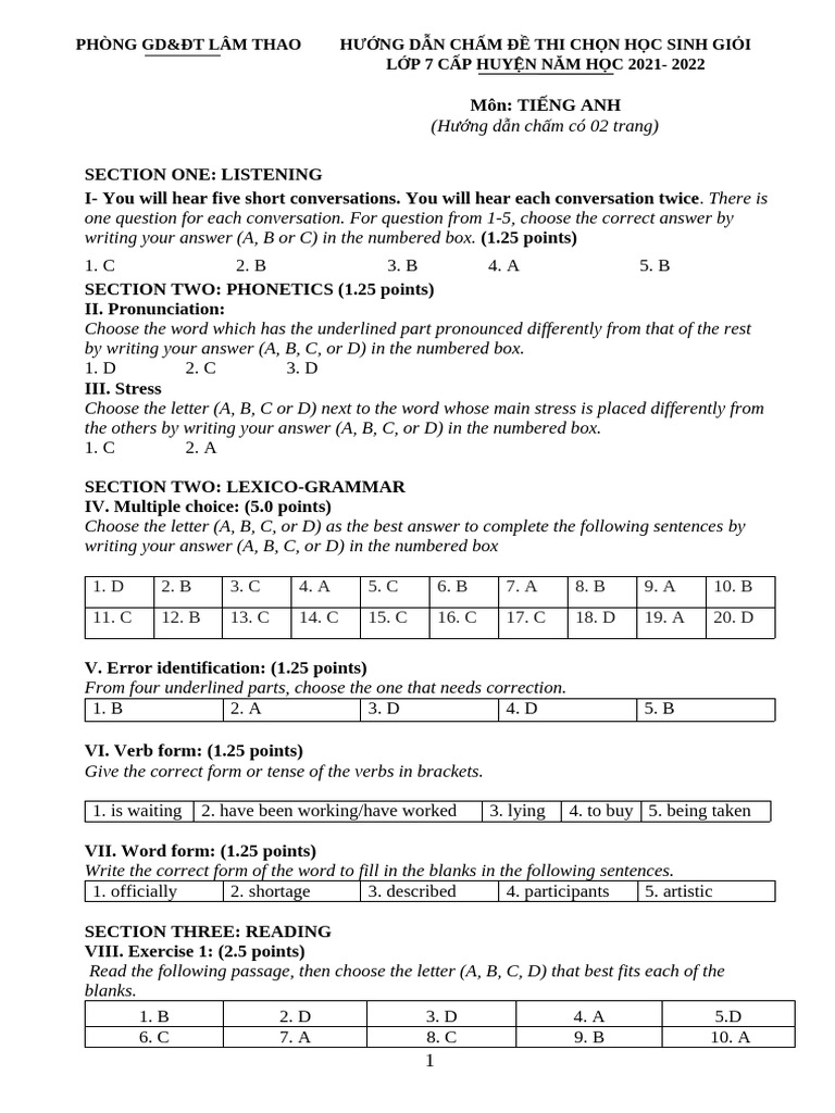 HDC HSG huyện anh 7 2022 | PDF
