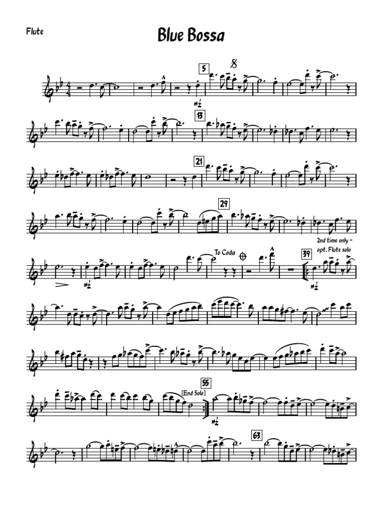 Blue Bossa Flute Sheet Music | PDF
