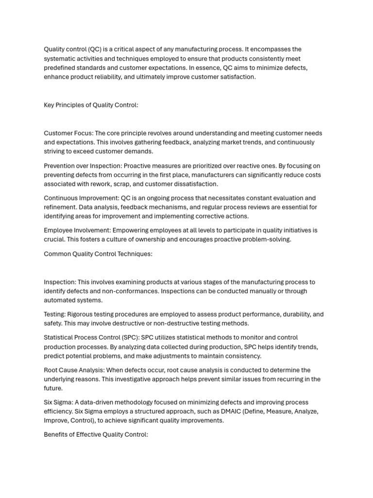 Quality control | PDF | Six Sigma | Business Process