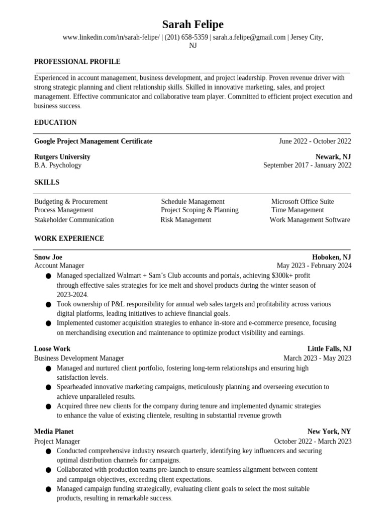 Sarah Felipe Resume | PDF | Marketing | Economies