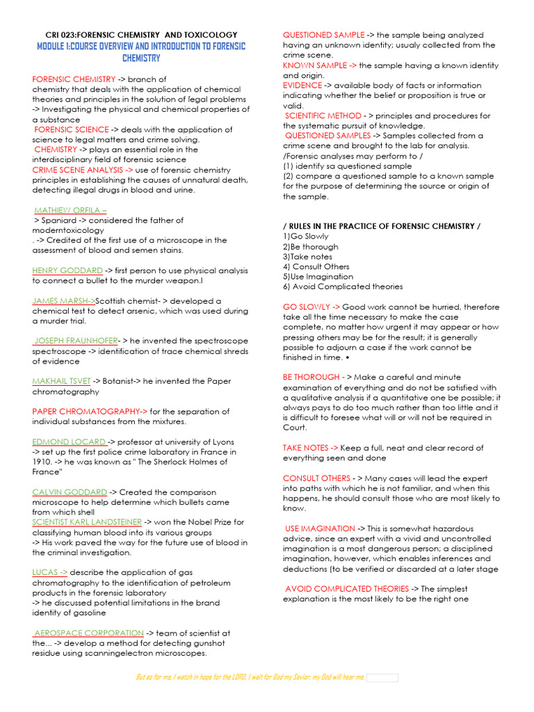 Cri 023 Reviewer Mod 1 3 | PDF | Forensic Science | Crime Scene