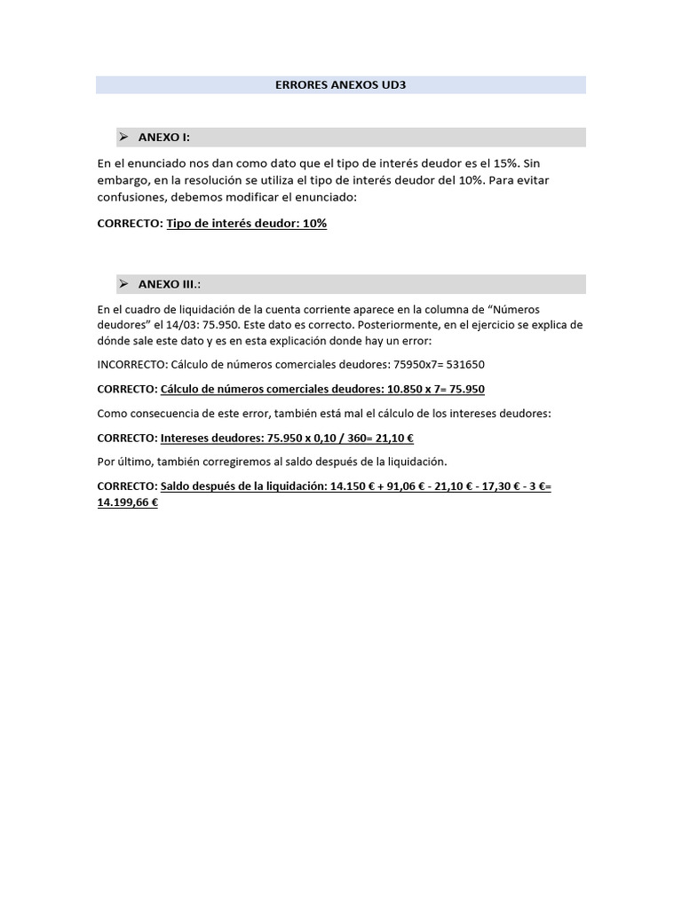 Errores Anexos UD3 | PDF