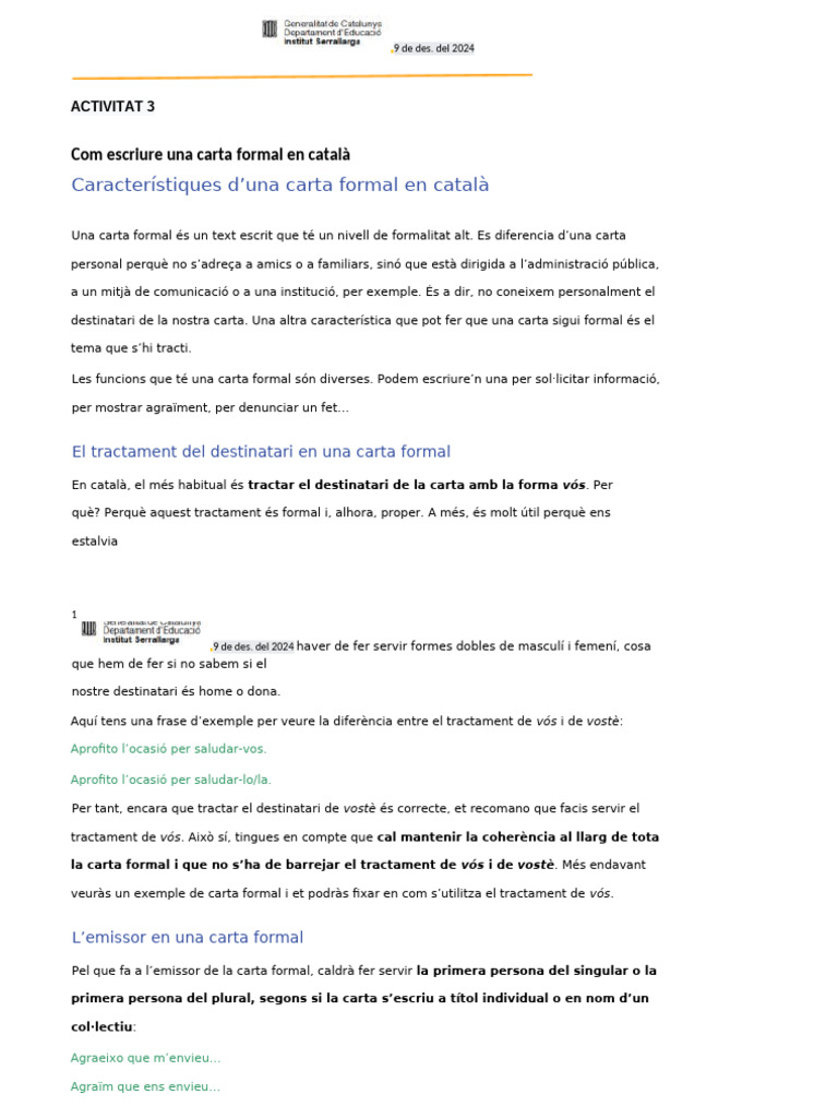 Natalia Gimeno Hatero - Activitat 3 Carta Formal | PDF