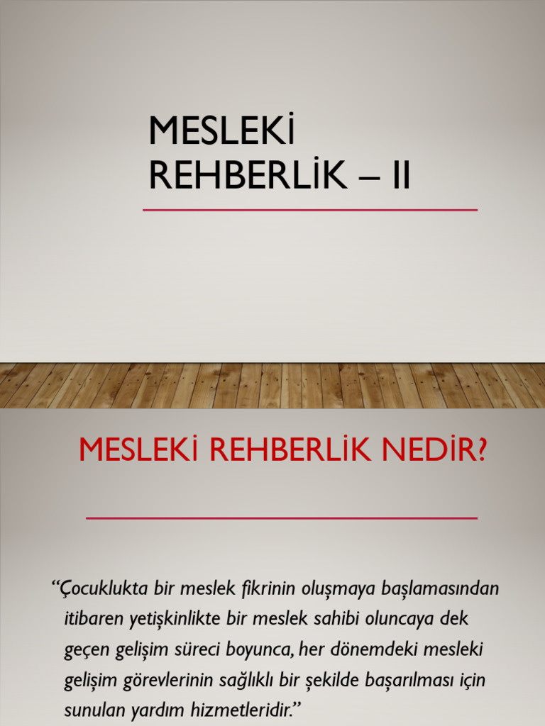 7 Hafta Mesleki Rehberlik II | PDF