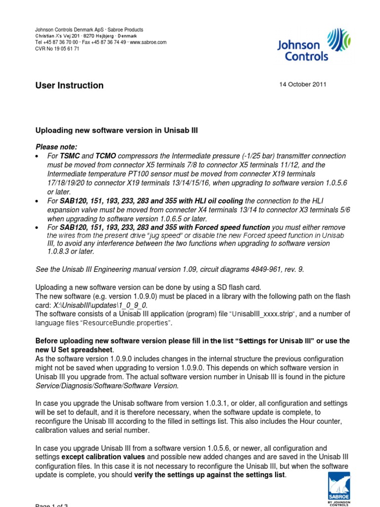 Unisab III Software Upgrade Guide | PDF | Digital Technology | Computer ...
