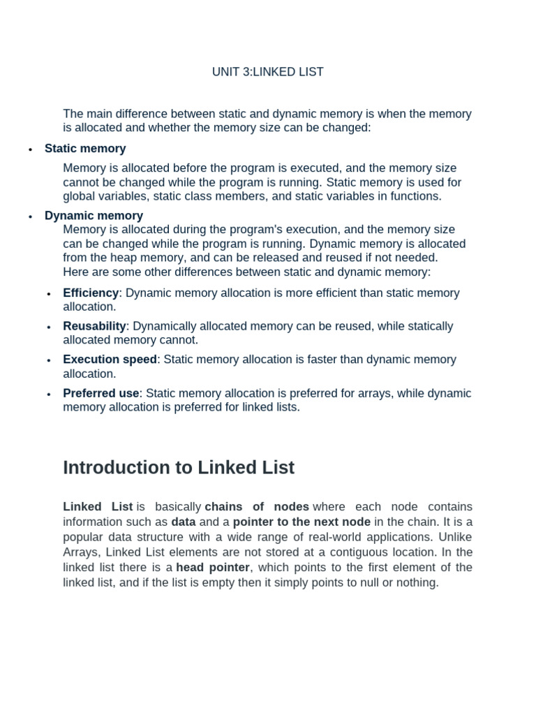 UNIT3 LINKED LIST | PDF | Pointer (Computer Programming) | Computer ... UNIT3 LINKED LIST | PDF | Pointer (Computer Programming) | Computer ...