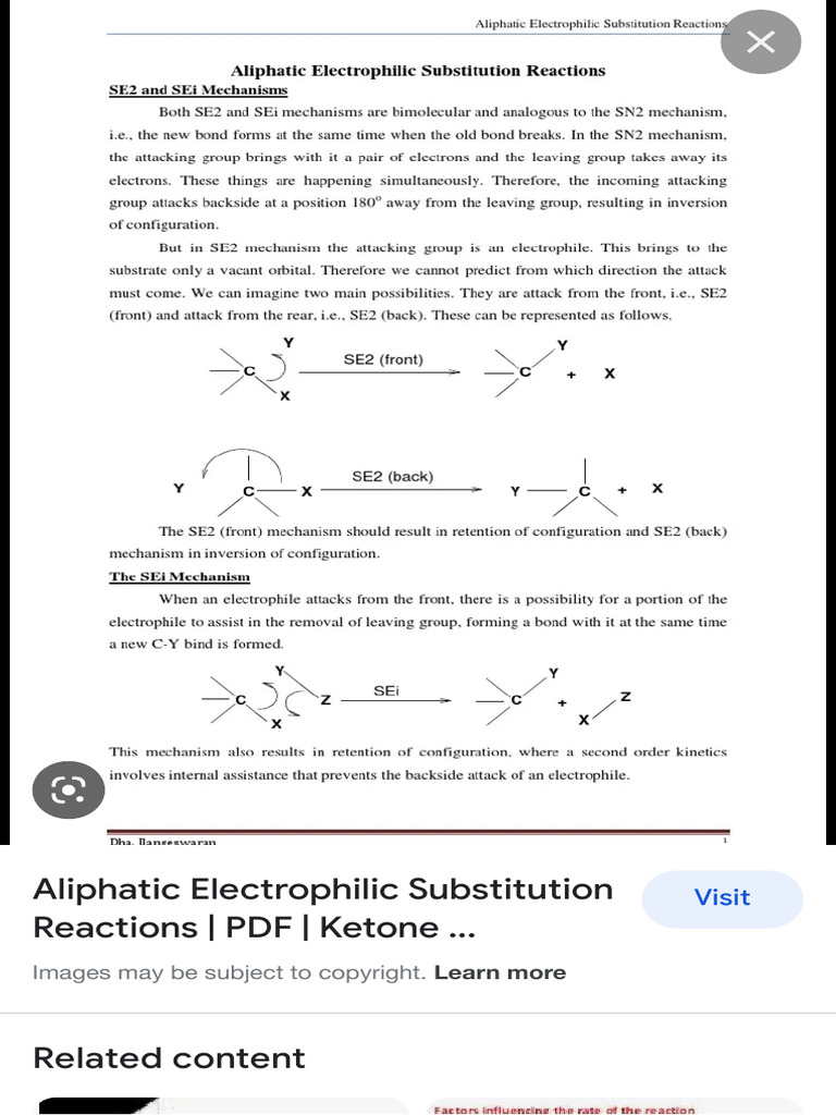 Aliphatic Electrophilic Se1and Se2 Reaction - Google Search | PDF
