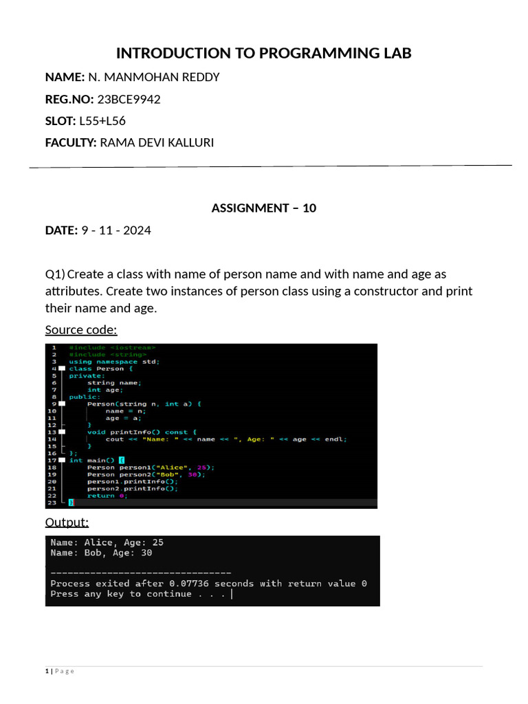 Programming Lab Assignment 10 Guide | PDF