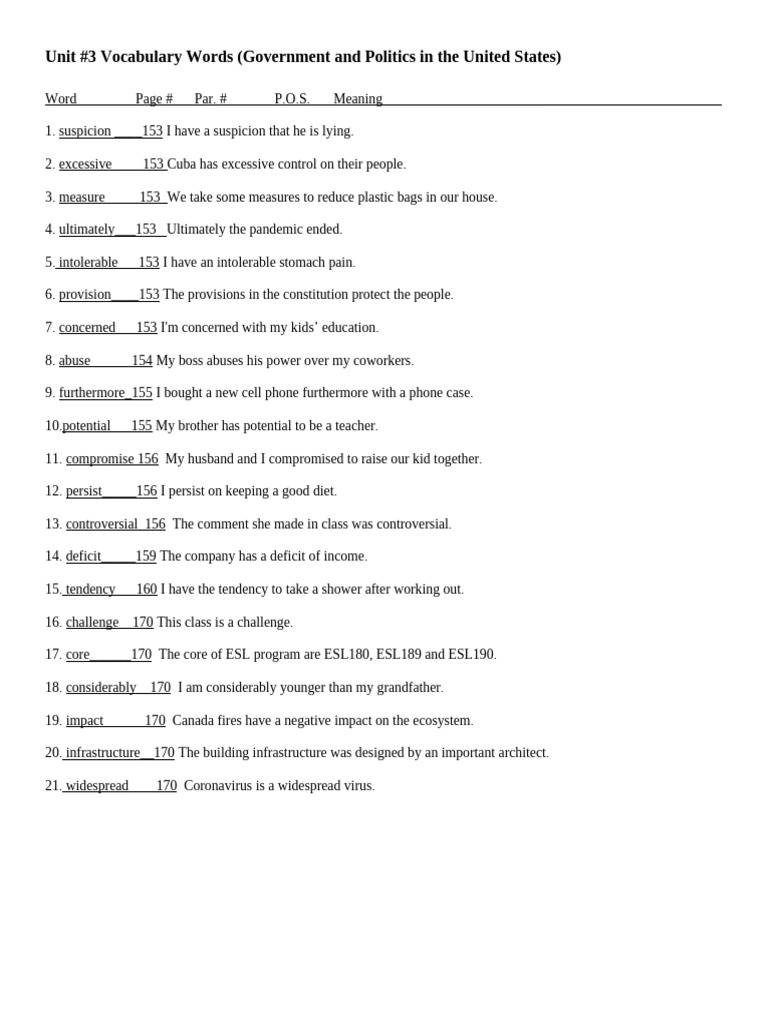 Unit 3 Vocabulary-American Ways | PDF