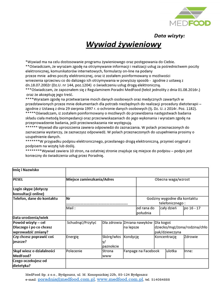 Wywiad-zywieniowy-1 | PDF