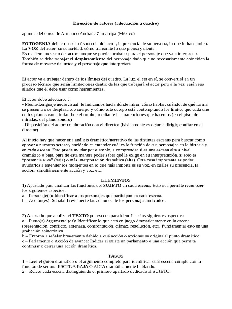 Dirección de Actores en Audiovisual | PDF | Actor | Experiencia