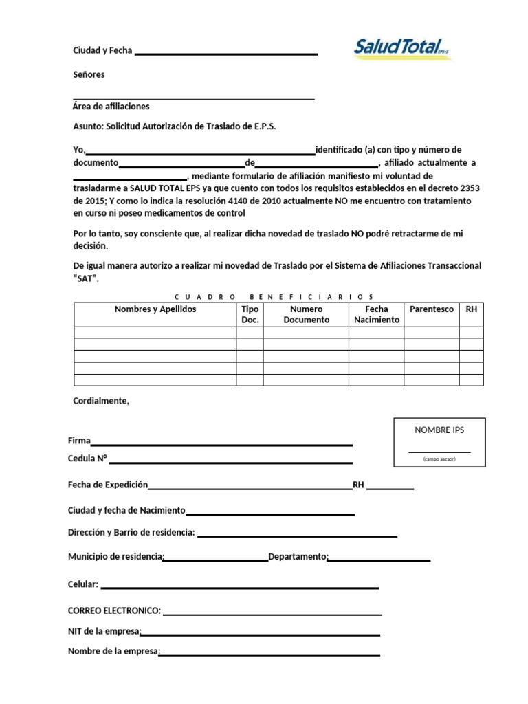 Carta Solicitud de Traslados | PDF