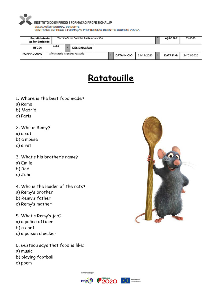 Ratatouille Fun Activities Games Video Movie Activities - 36635 | PDF