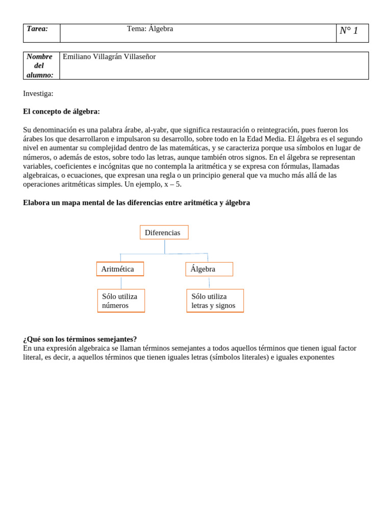 Tarea 1 Concepto Álgebra | PDF