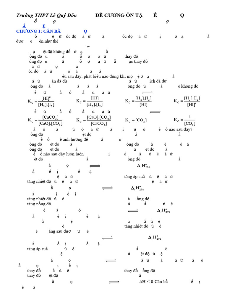 ĐỀ CƯƠNG ON TAP HKI HOA 11 | PDF