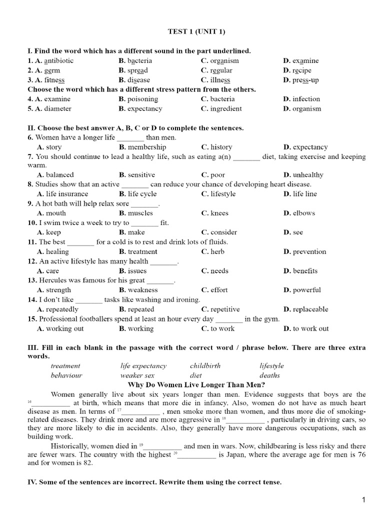 Unit 1 - Test 1 | PDF