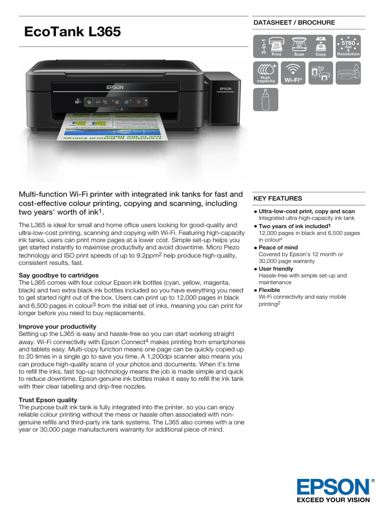L365-datasheet | PDF | Printer (Computing) | Office Equipment