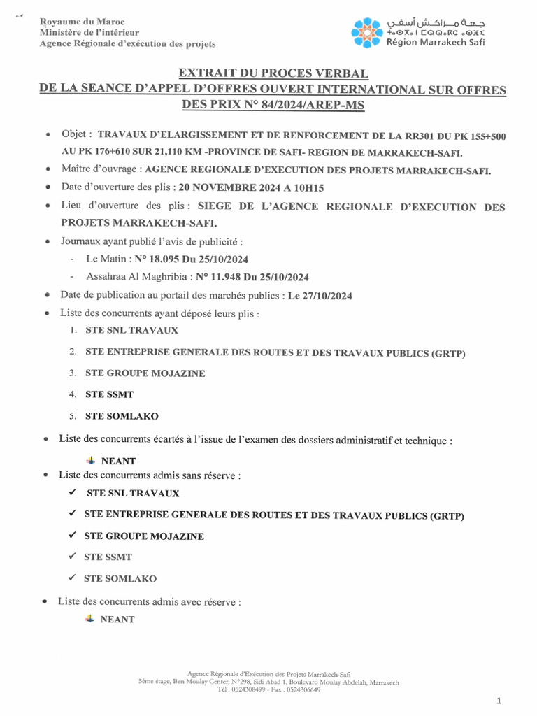 Extrait PV Ao #84-2024-Arep-Ms | PDF