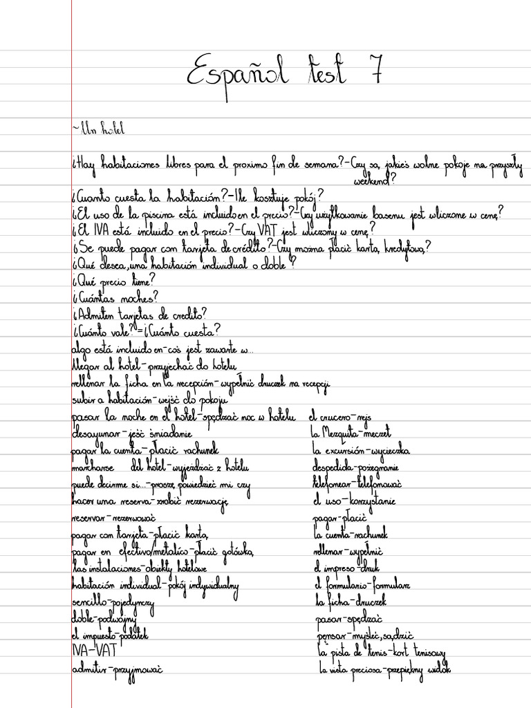 Español Test 7 | PDF