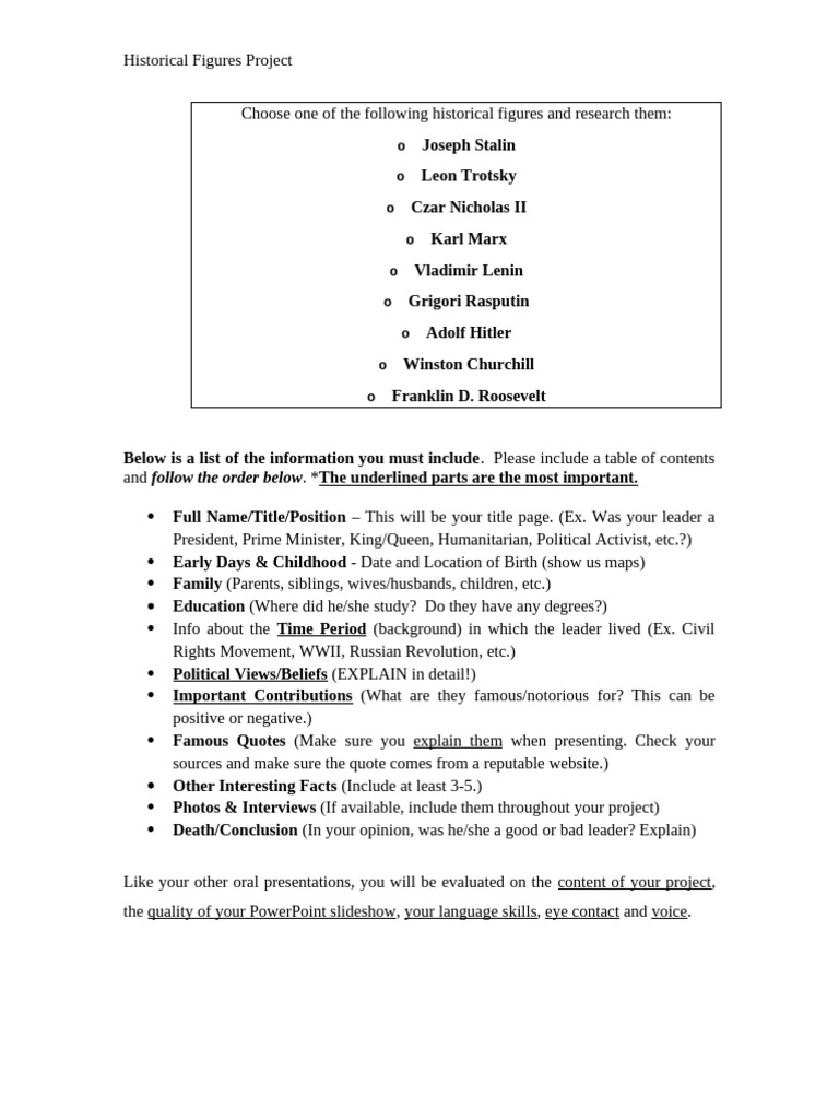 Historical Figures Project | PDF