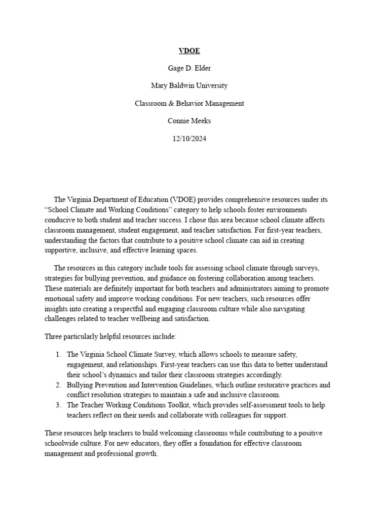 VDOE Training Assignment | PDF