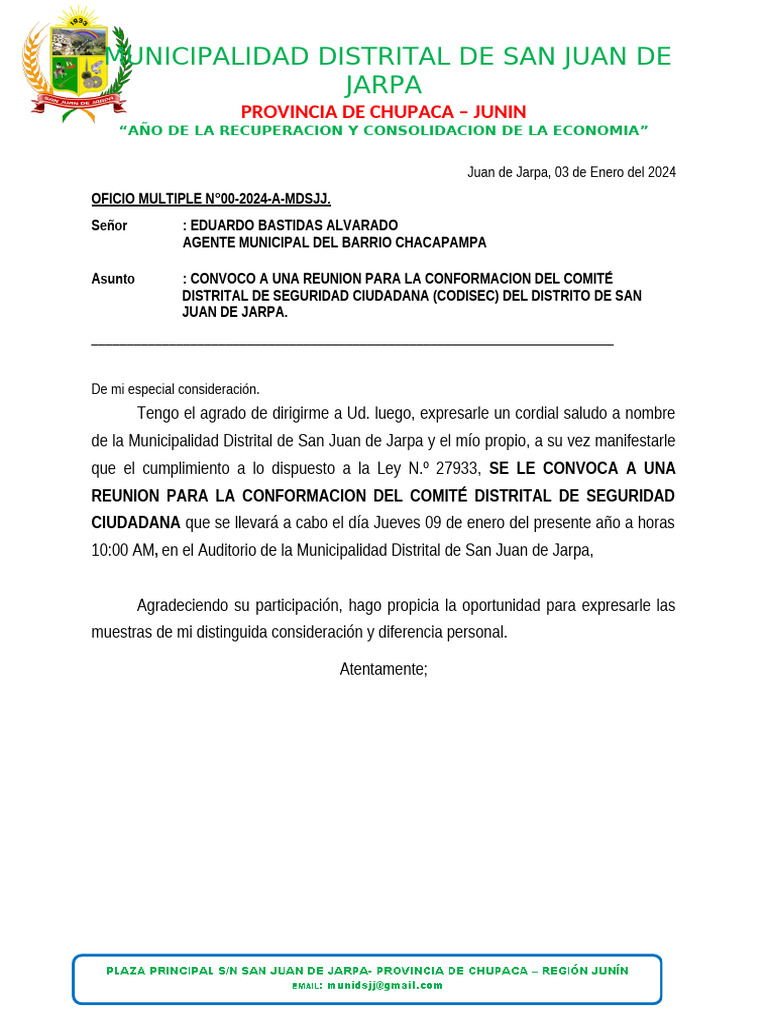 CONFORMACION DE CODISEC OFICIO (Recuperado Automáticamente) | PDF | Gobierno