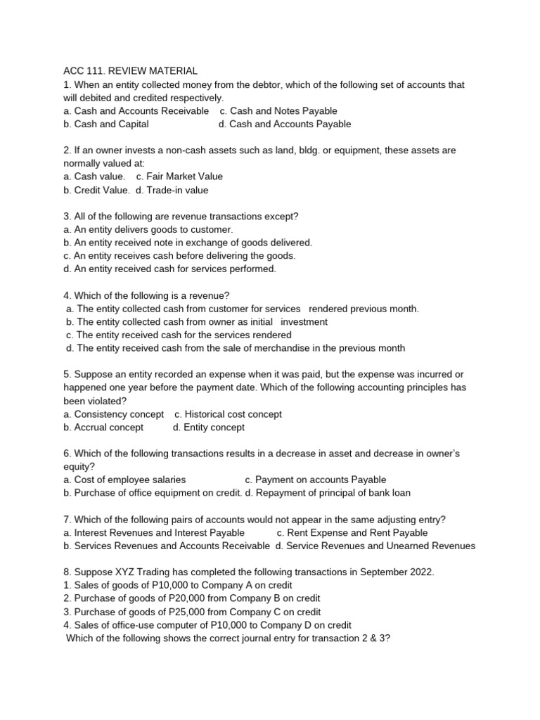 Acc-111-reviewer | PDF | Debits And Credits | Income Statement