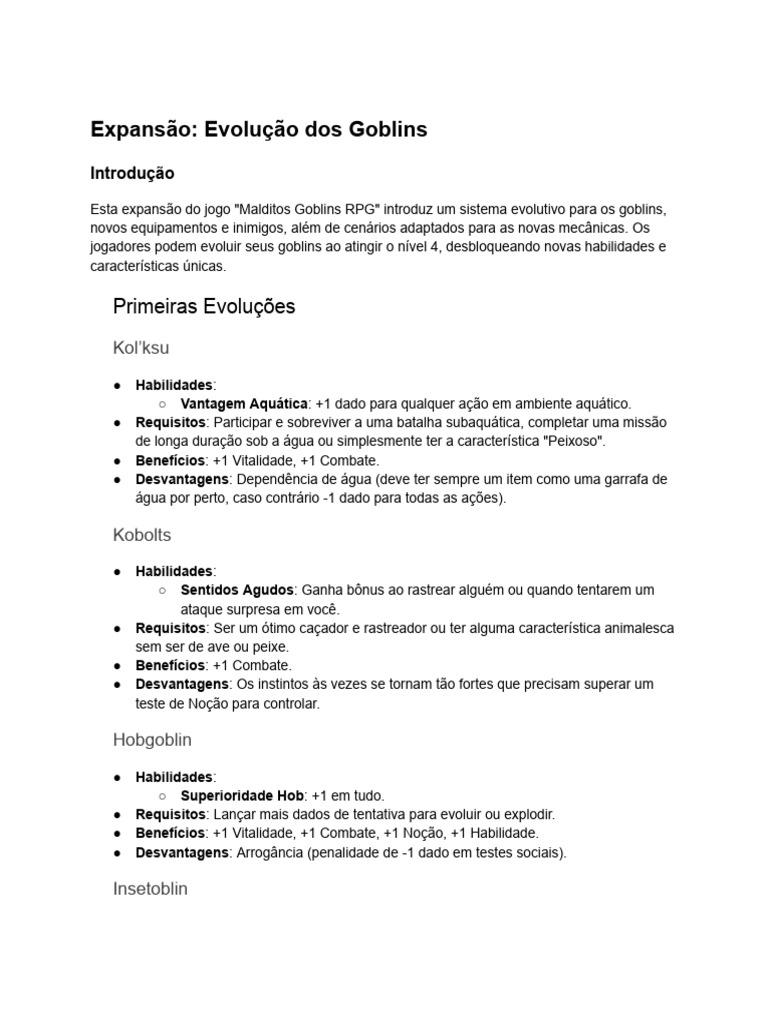 Evolução dos Goblins no RPG | PDF | Jogos de RPG