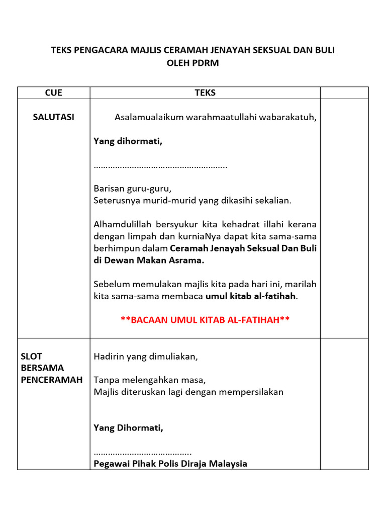 Ceramah Jenayah Seksual & Buli | PDF